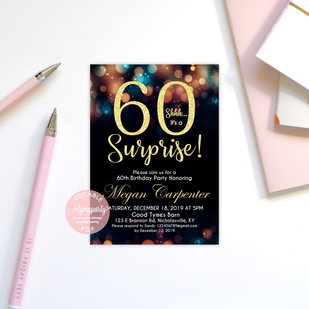 Überraschungs-Einladung zum 60. Geburtstag für Frau, Shhh...It's a ...