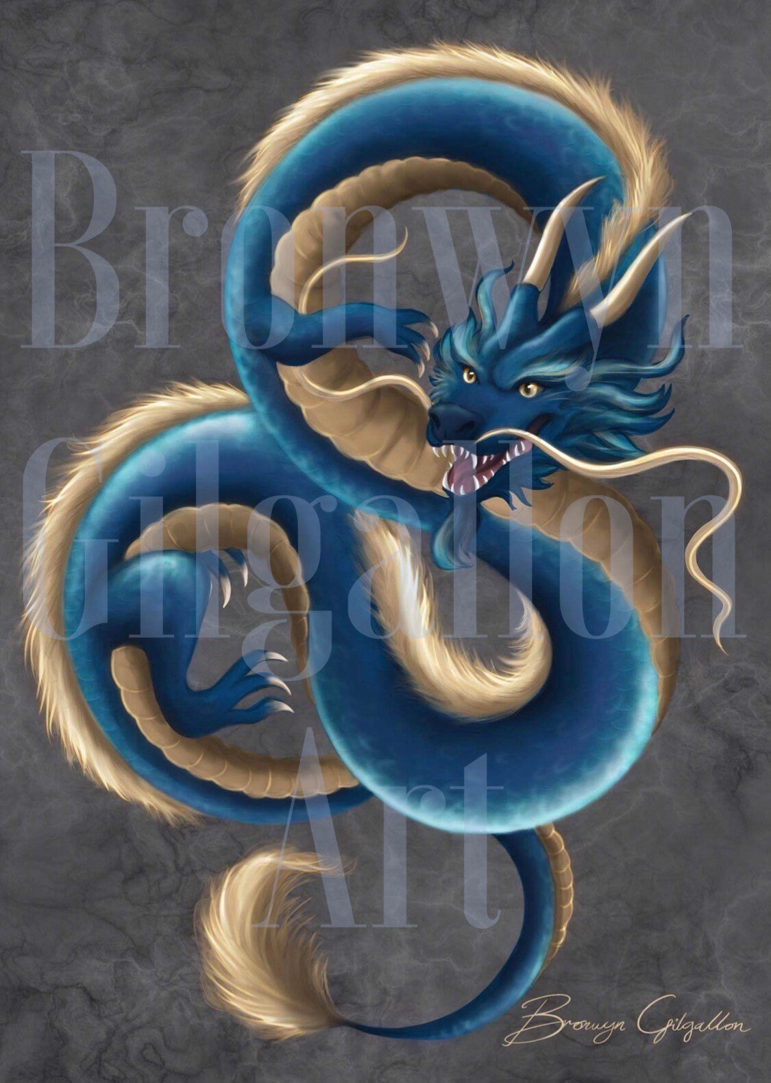 Chinese Dragon Dragon Print Blue Dragon Gold Dragon | Etsy