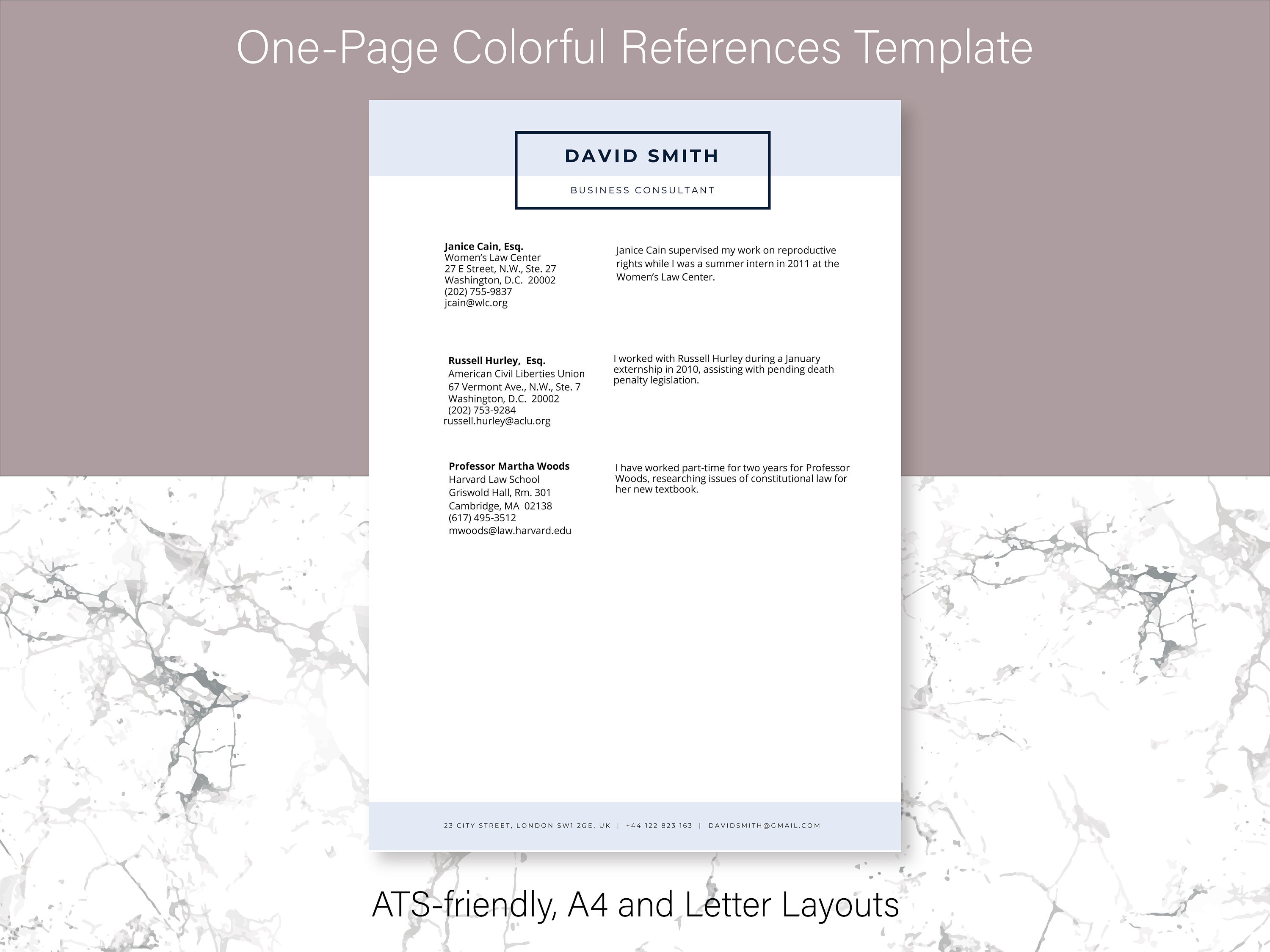Colorful Reference Page Template A4 and Letter Layout - Etsy Australia