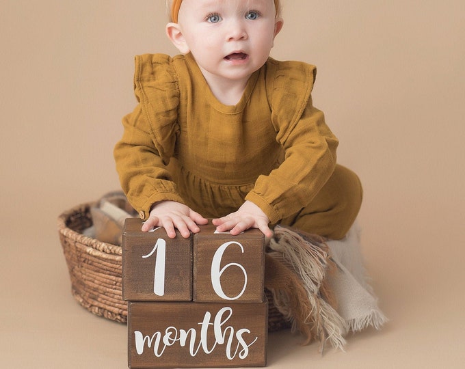 Baby Age Blocks Milestone Month Blocks Baby Shower Gift - Etsy