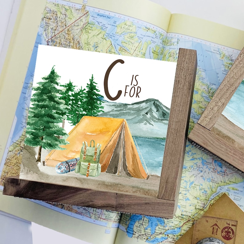 Camping Theme Children's Wooden Bookend, Travel and Explorer Decor - Etsy