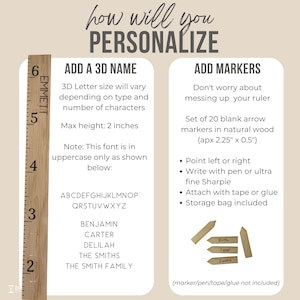 Maple Growth Chart Ruler 3D, Wooden Measuring Stick for Kids, Giant ...