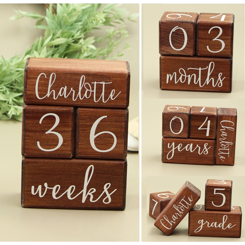 Custom Baby Milestone Blocks Age Blocks Baby Month Blocks | Etsy