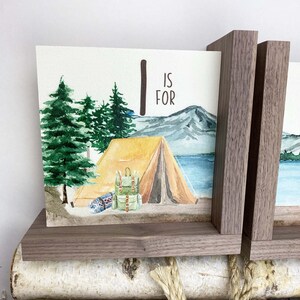 Camping Theme Children's Wooden Bookend, Travel and Explorer Decor - Etsy
