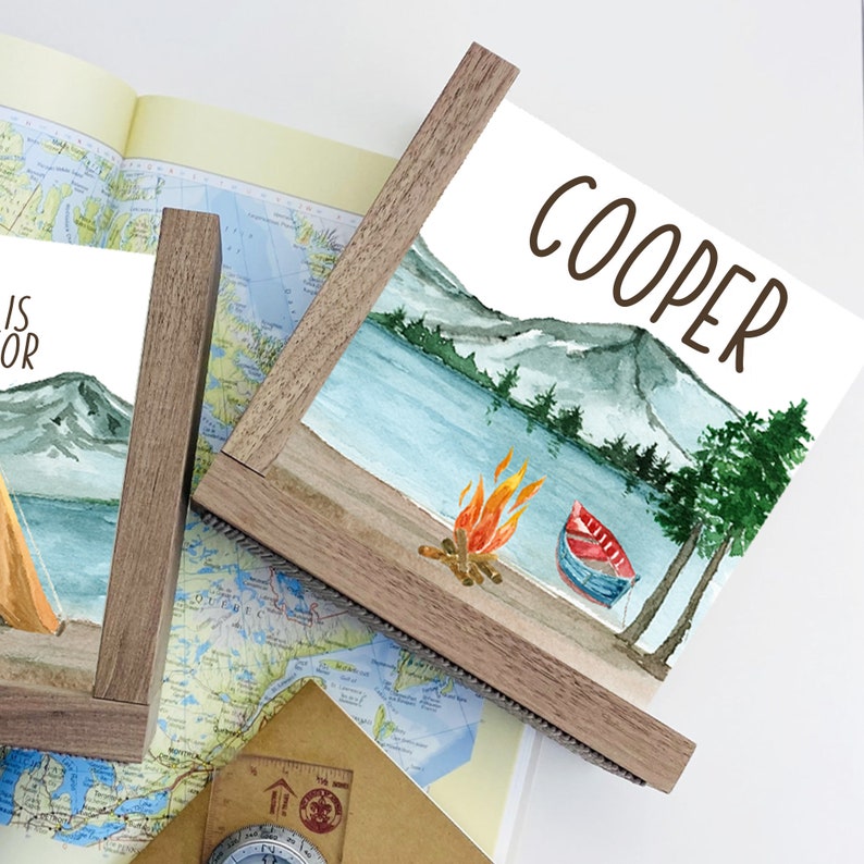 Camping Theme Children's Wooden Bookend, Travel and Explorer Decor - Etsy