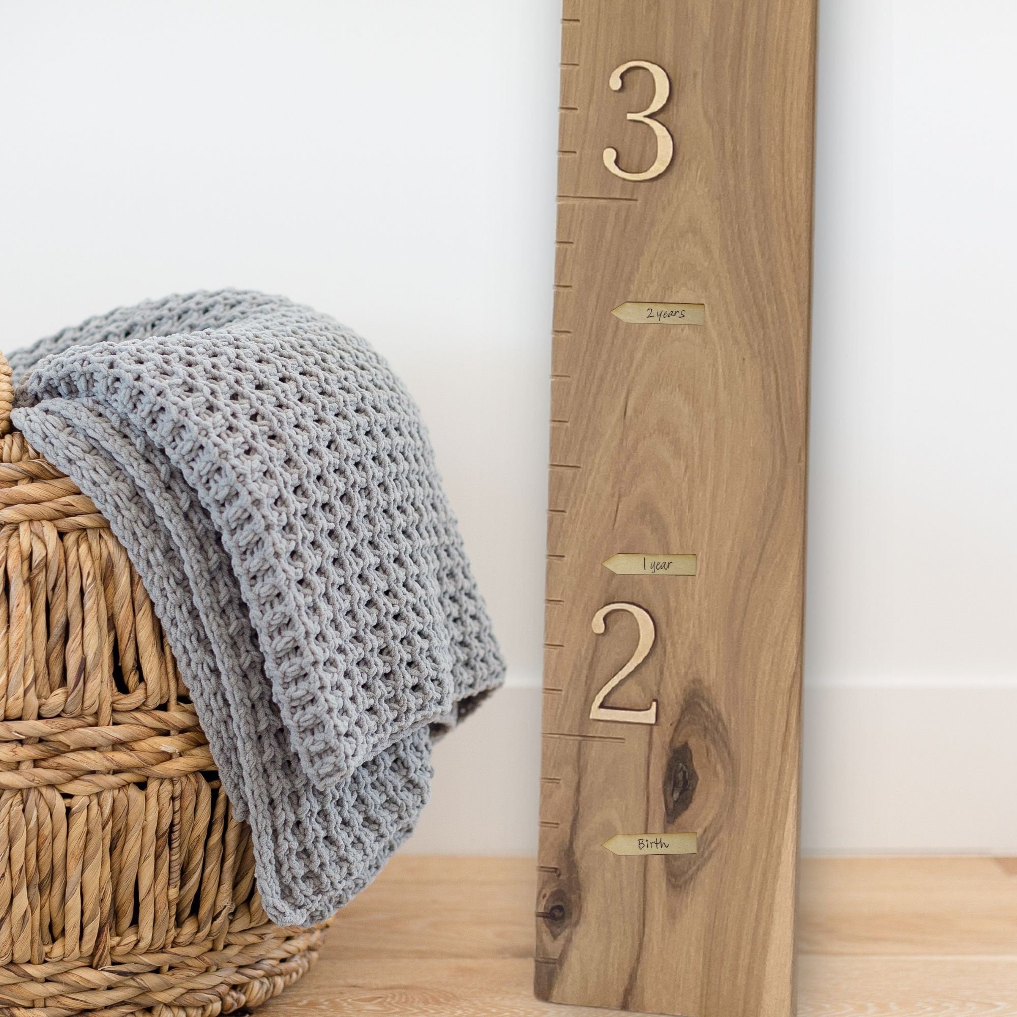 Natural Growth Chart Ruler 3D Uppercase Font, Wooden Measuring Stick ...