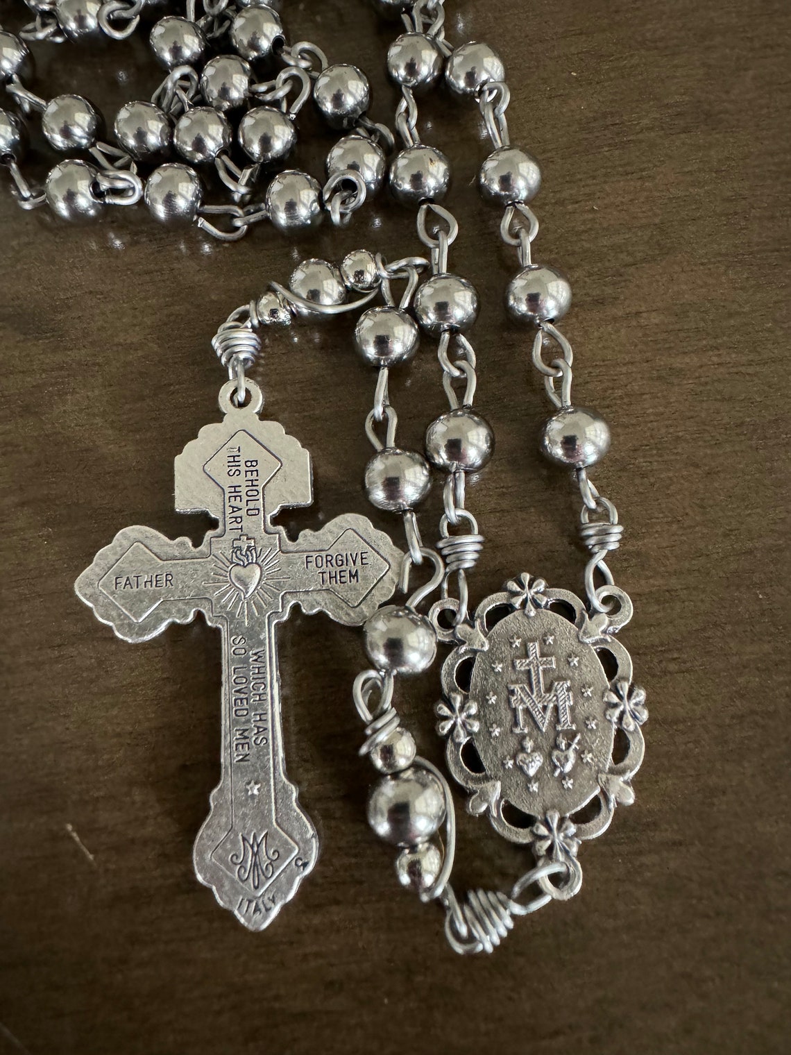 Handmade Stainless Steel Catholic Rosary, Unbreakable Large Rosary - Etsy