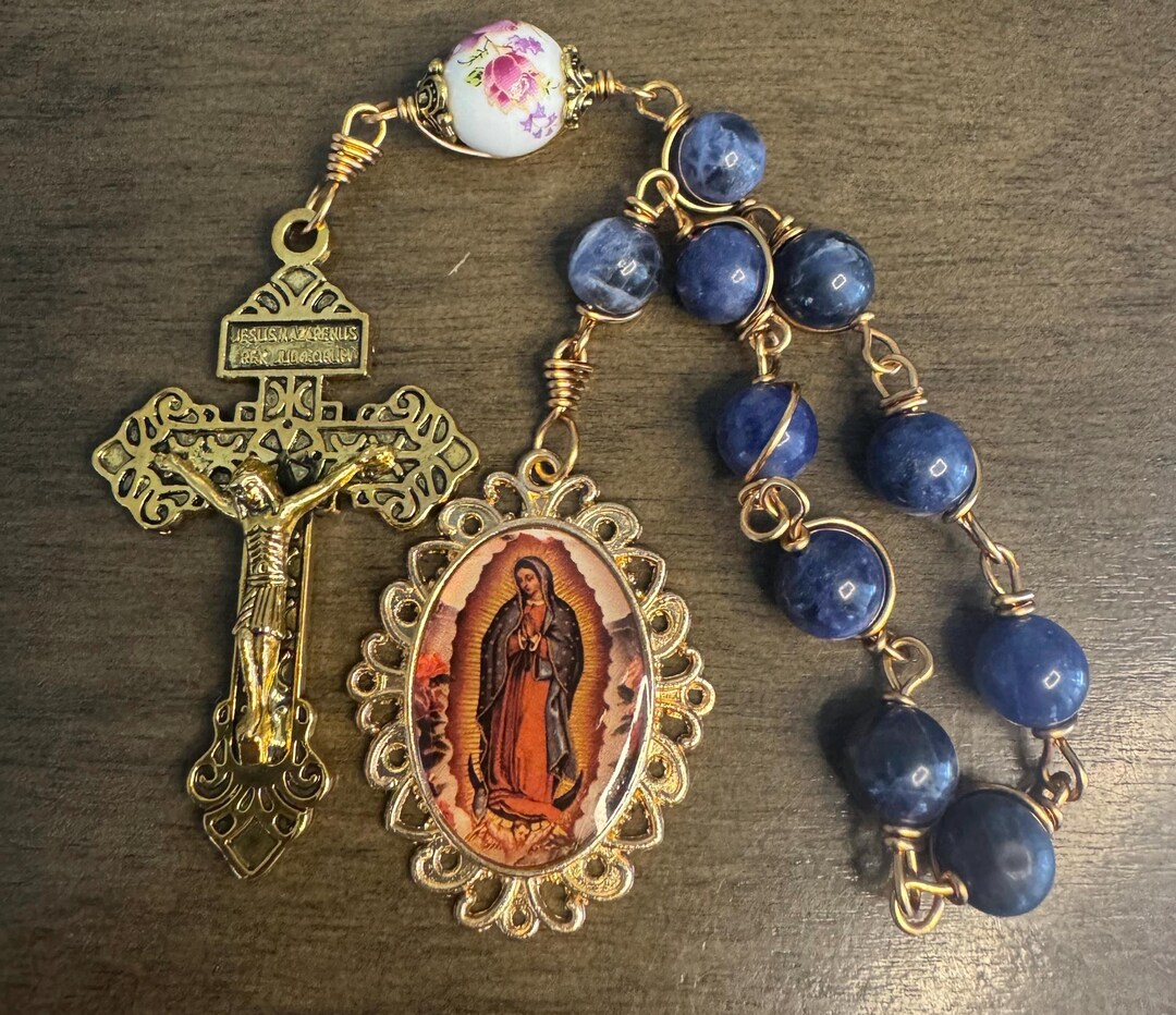 Our Lady of Guadalupe Decade Catholic Rosary, Blue Stone Rosary ...