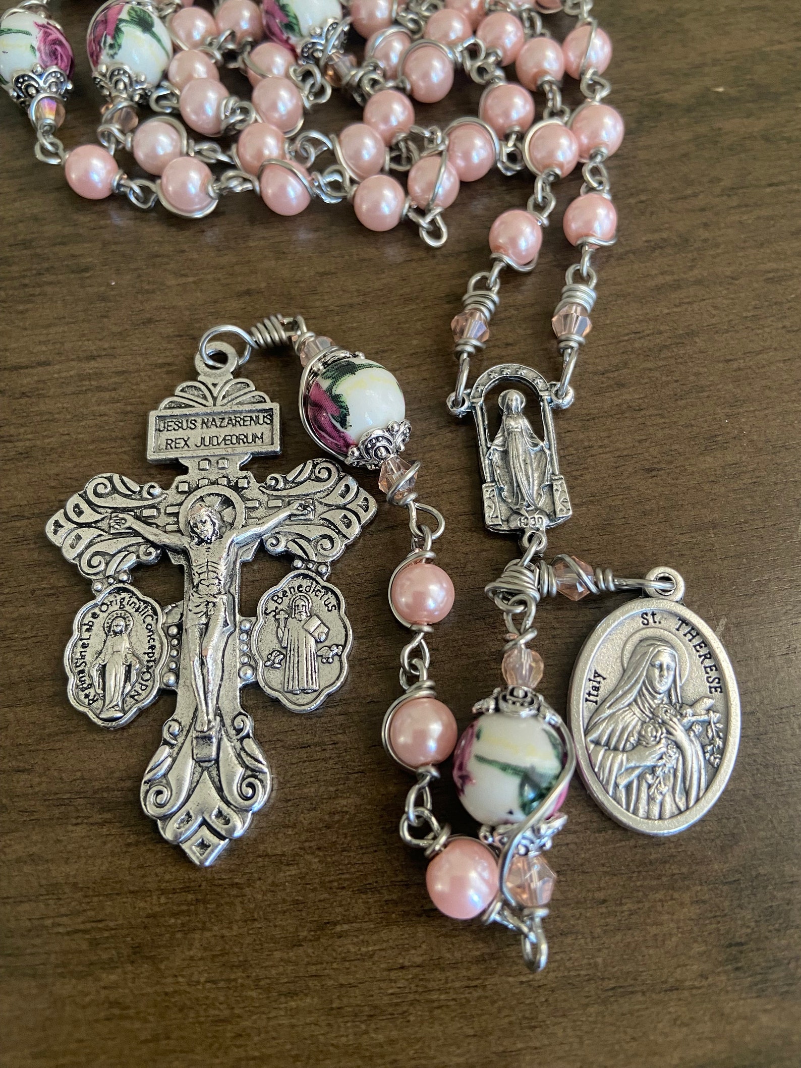 St Therese of Infant Jesus Rosary, Unbreakable Rosary, Pink Beads ...