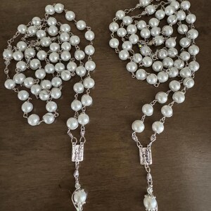 Wedding Lasso Rosary, Lazo De Boda, White Pearls Beads, Holy Family ...