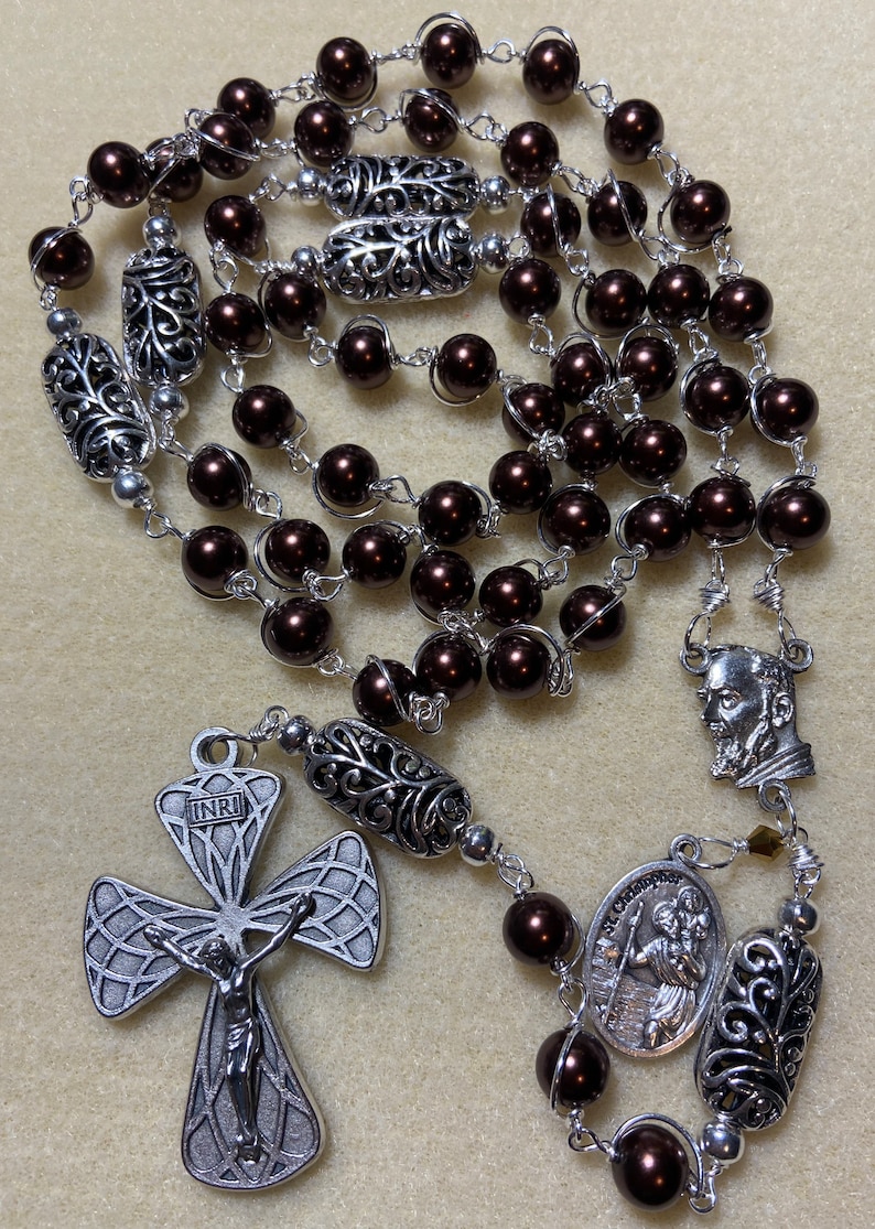 St. Padre Pío Catholic Rosary, St Christopher Medal, Unbreakable Rosary ...