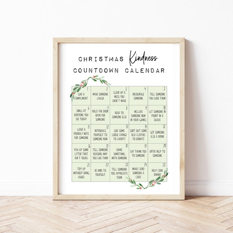 Advent Calendar Printable Christmas Countdown Kindness - Etsy UK