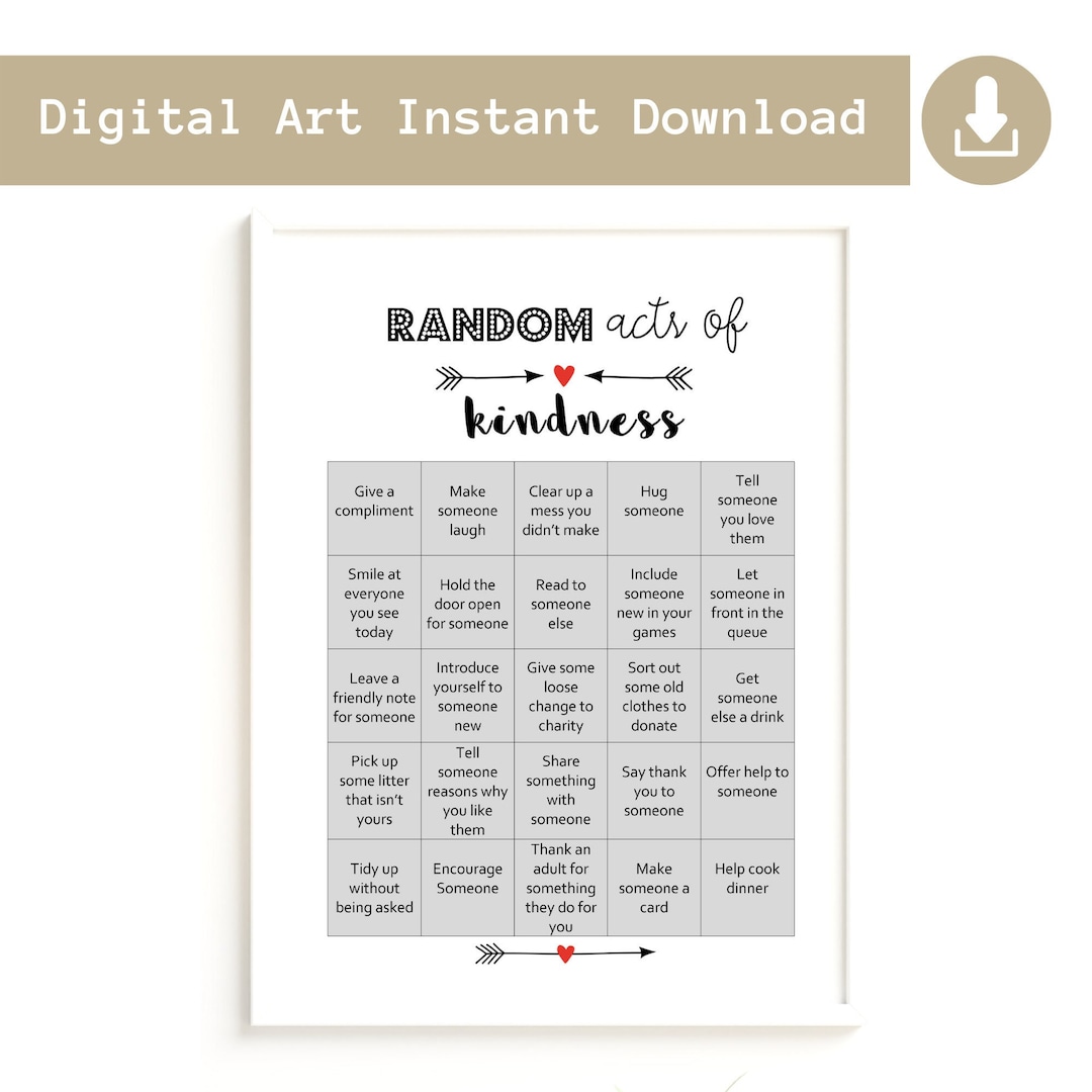 Be Kind Instant Download Print, Random Acts of Kindness Quote Poster - Etsy