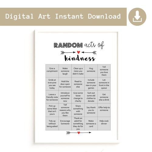 Random Acts of Kindness Bingo - Etsy