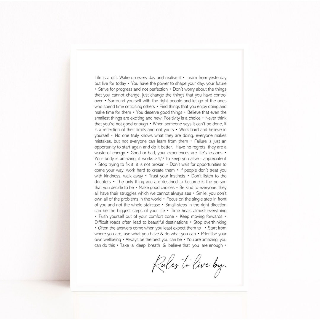 Life Rules Art, Graduation Print Gift, Inspirational Quotes Print ...