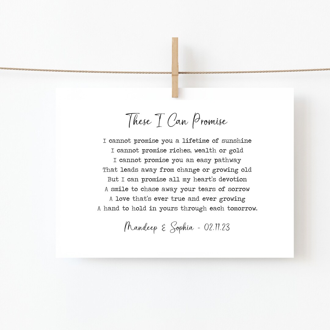 These I Can Promise Poem Print | Wedding Reading Print | Personalised ...