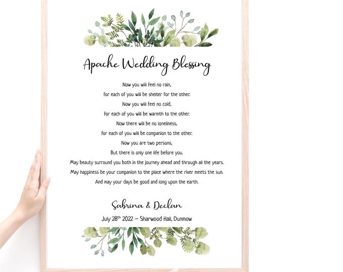 Apache Blessing Poem Print With Calligraphy Detail - Etsy UK