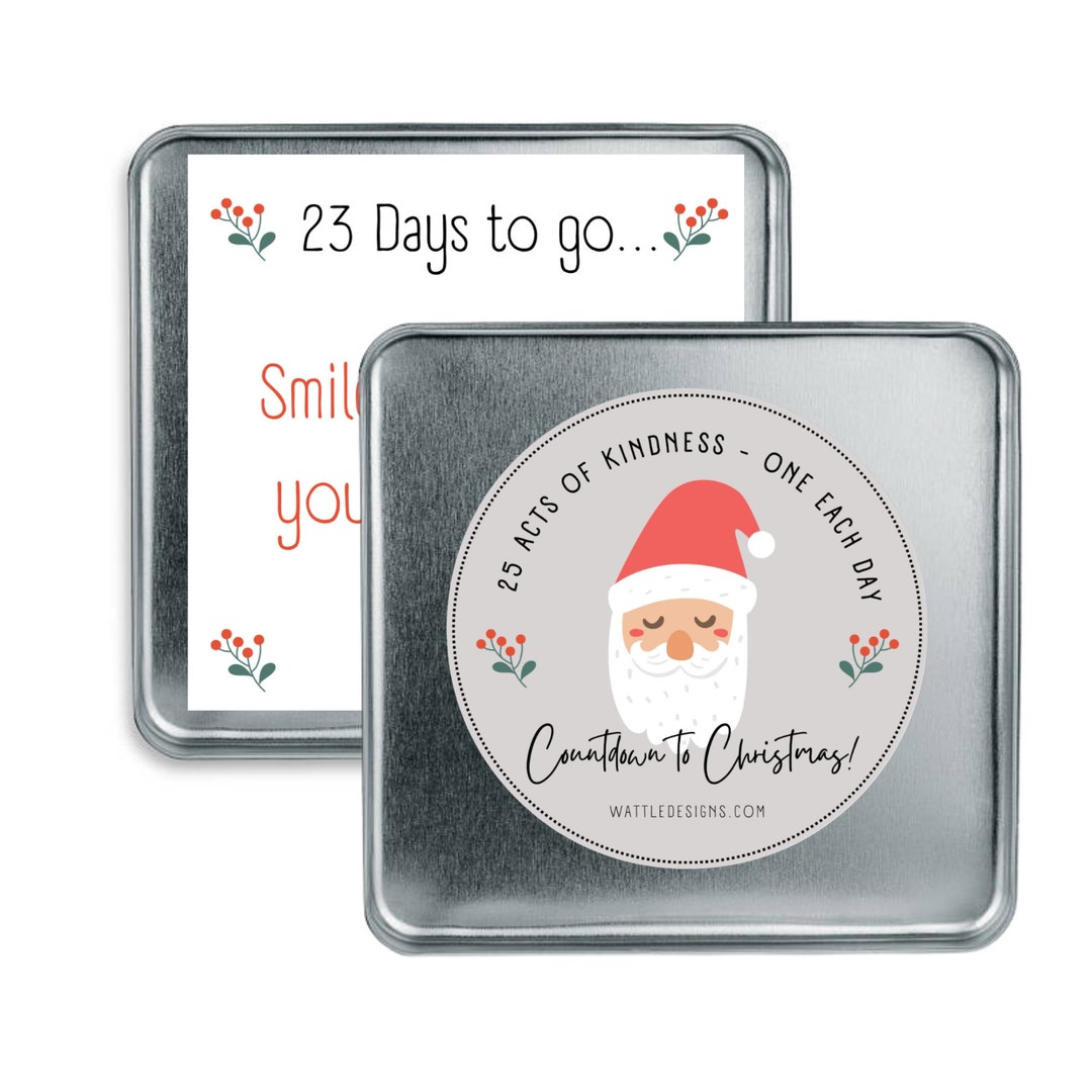 Christmas Countdown Advent Card Kindness Tins - Etsy