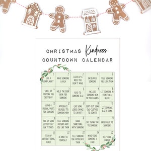 Advent Calendar Printable, Christmas Countdown Kindness Calendar - Etsy