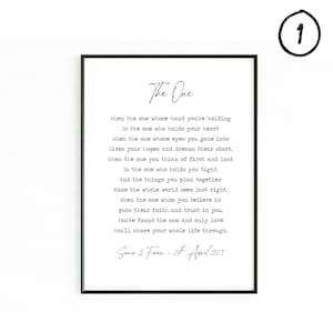 The One Marriage Poem Print | 1st 2nd Wedding Anniversary | Cotton ...
