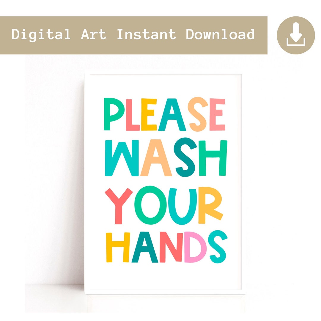 Colorful Hand Wash Poster: Bathroom Art Print (digital Download) - Etsy