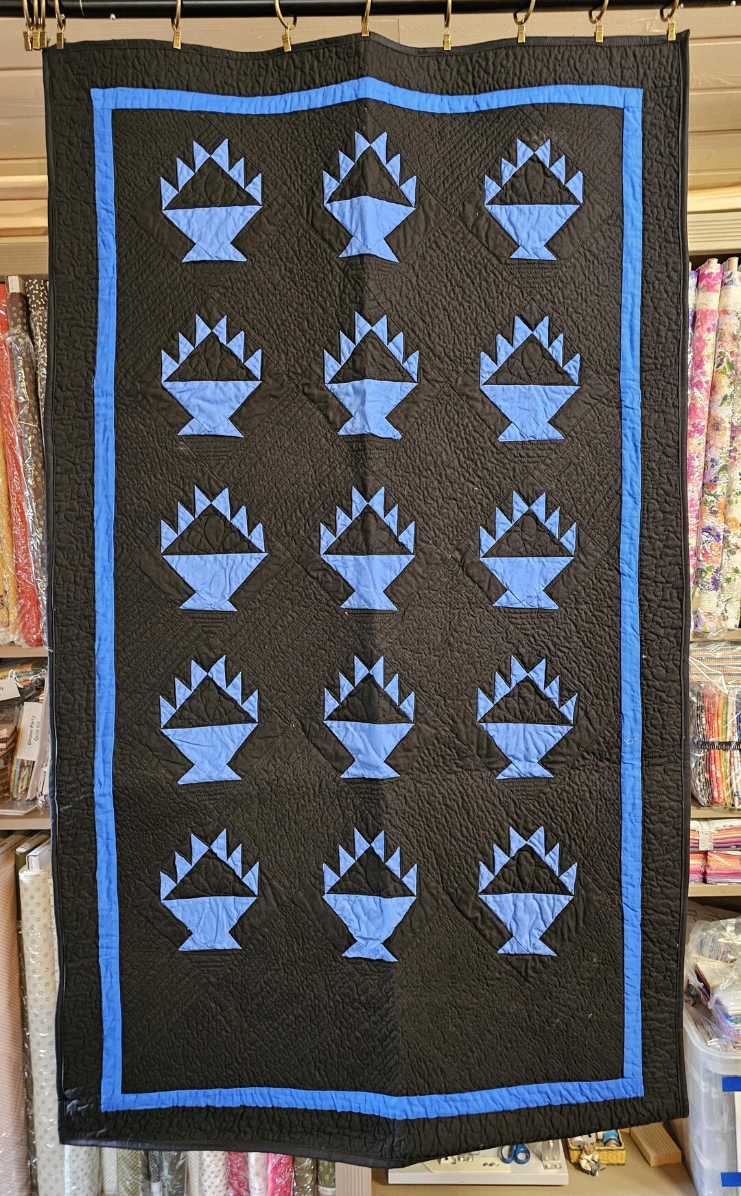 Electric Blue Amish Baskets Quilted Wall Hanging - Etsy