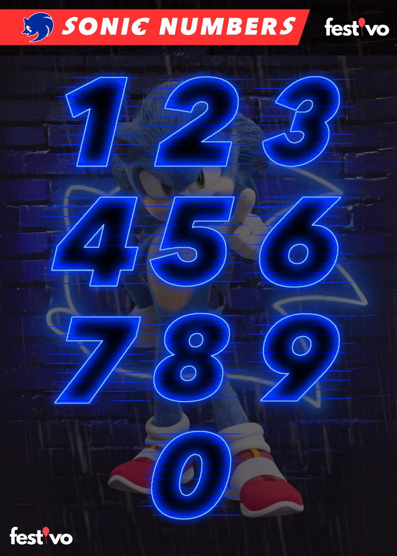 Sonic Digital & Number Fonts | Instant Download Birthday Paws Canva ...