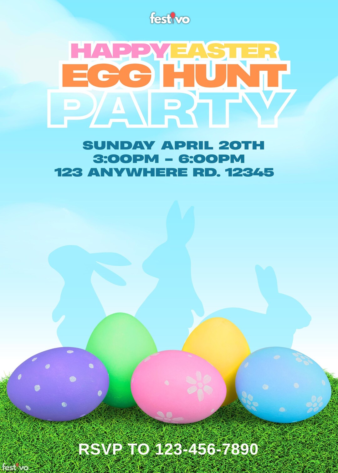 Happy Easter Digital Inv, Instant Download Birthday Invite, Custom ...