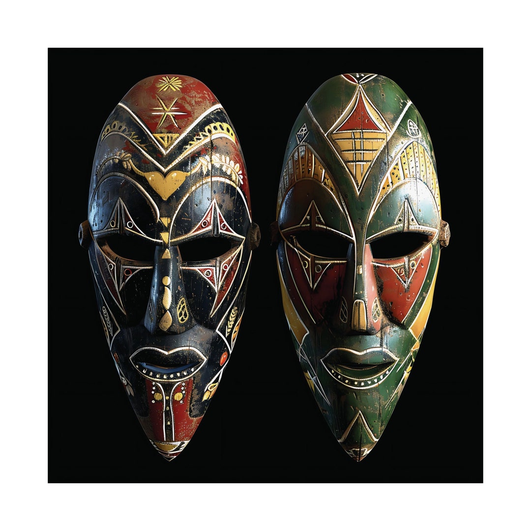 Traditional Ethiopian Inspired Masks, Ready to Hang Wall Art. Printed ...