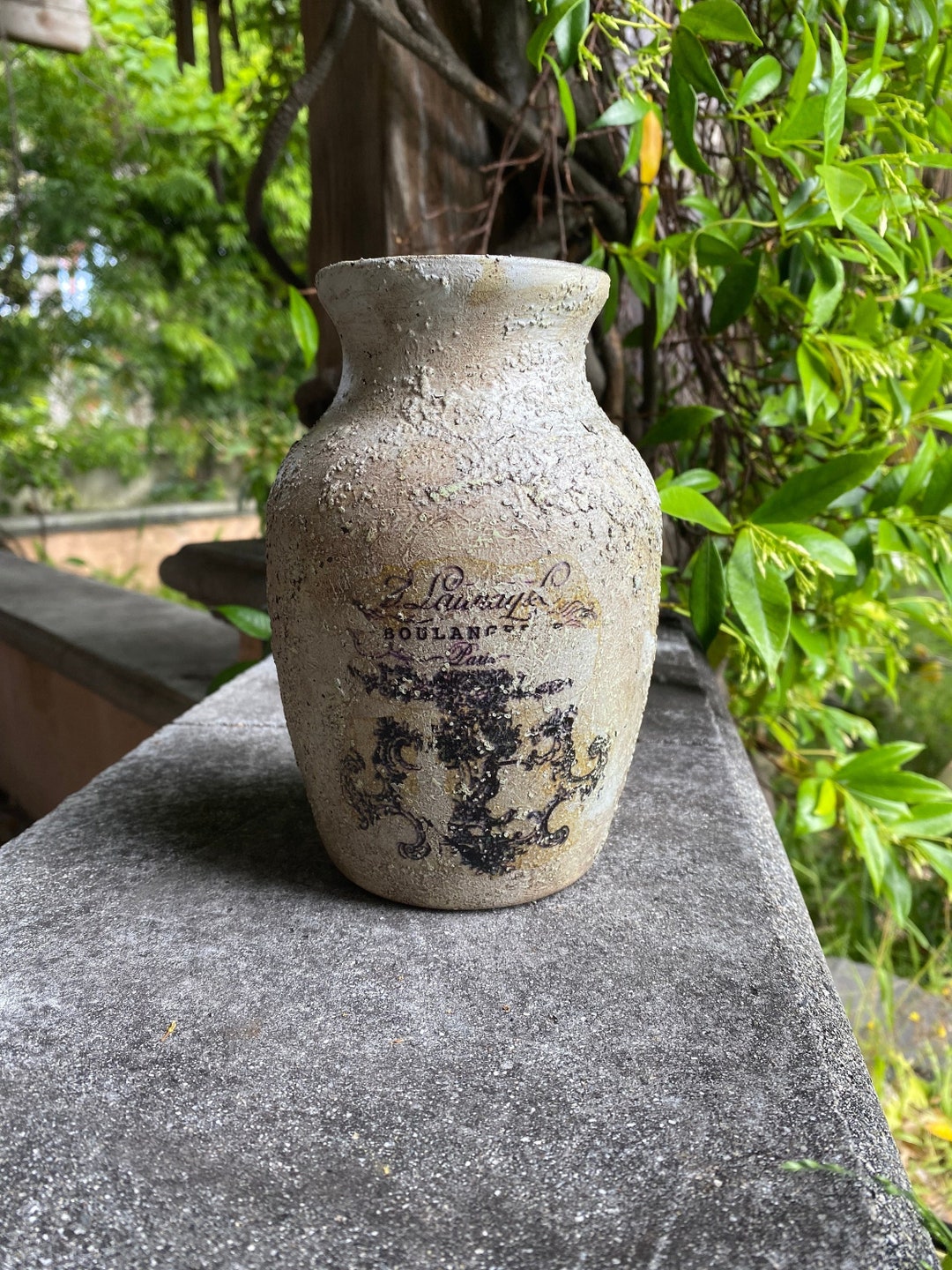 Distressed French Upcycled and Aged Vase, Vintage French Decor, French ...