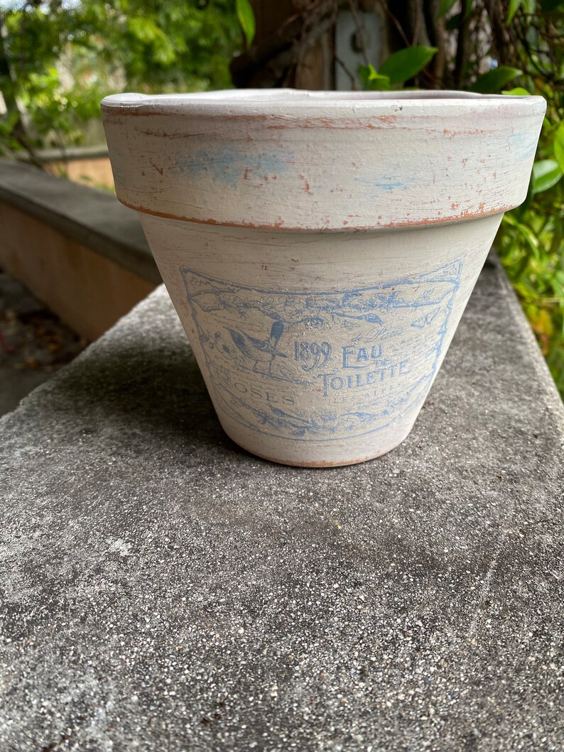 Distressed French Flower Pot, Vintage French Decor, French Country ...