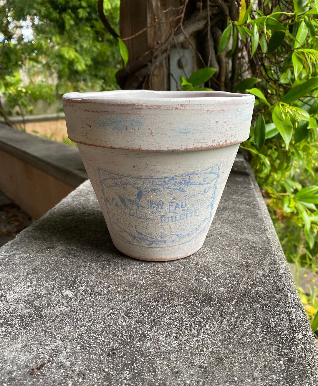 Distressed French Flower Pot, Vintage French Decor, French Country ...