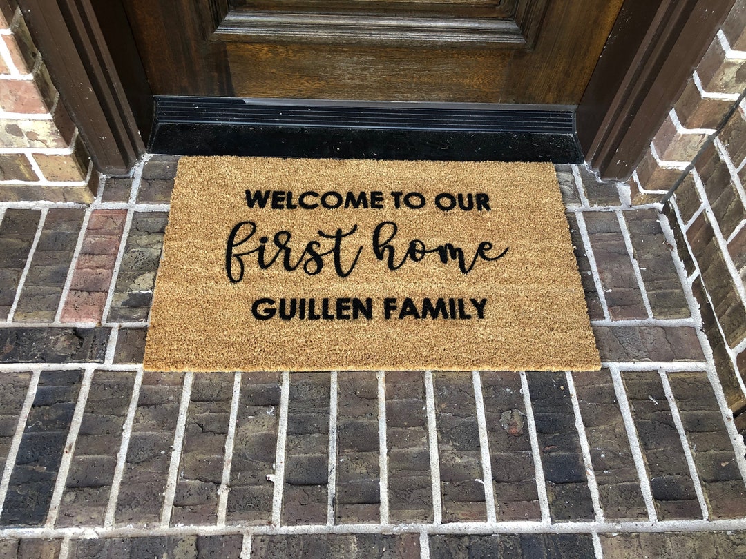 Welcome to Our First Home, First Home Doormat, Personalized Door Mat ...