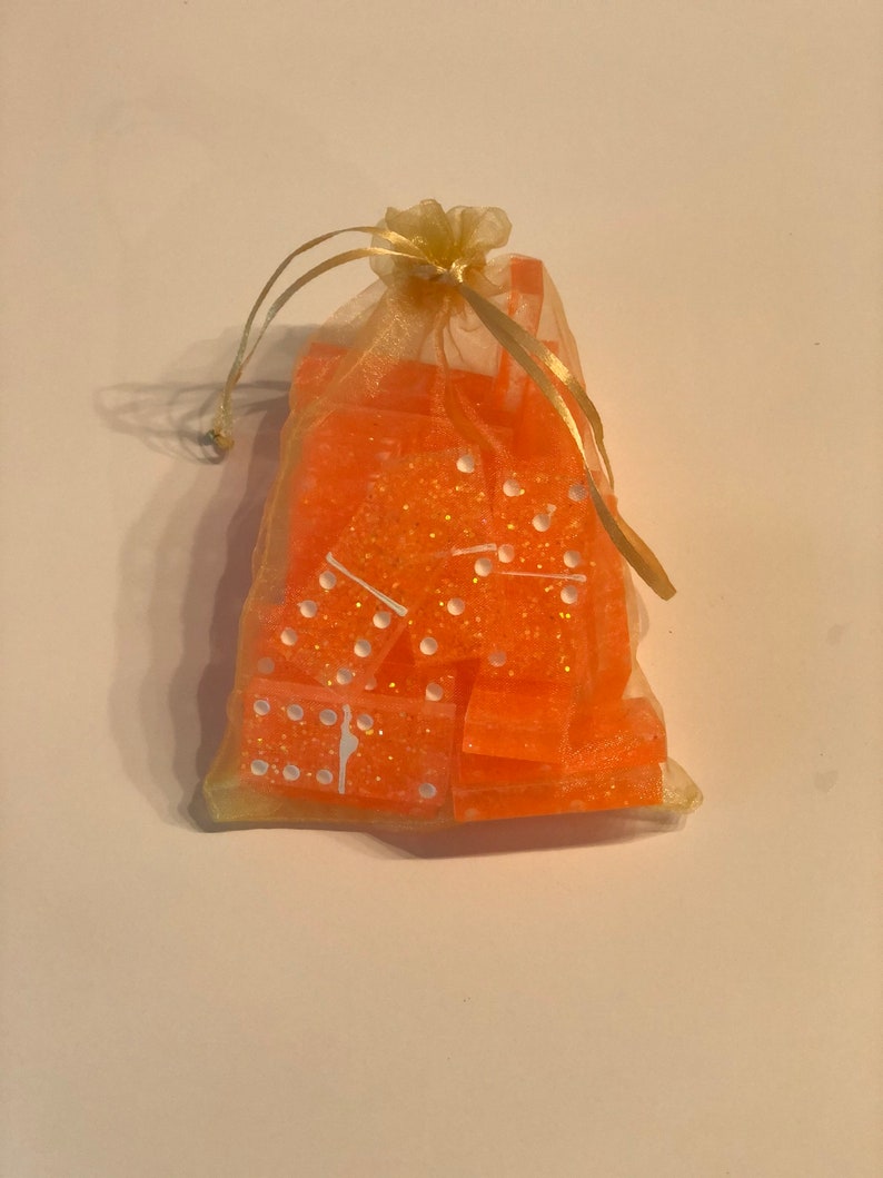Orange Glitter Dominoes Domino Set Personalized Dominos Set - Etsy