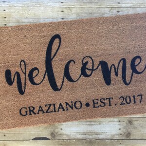 Custom Welcome Mat Last Name Doormat Outdoor Welcome Mat Hand | Etsy