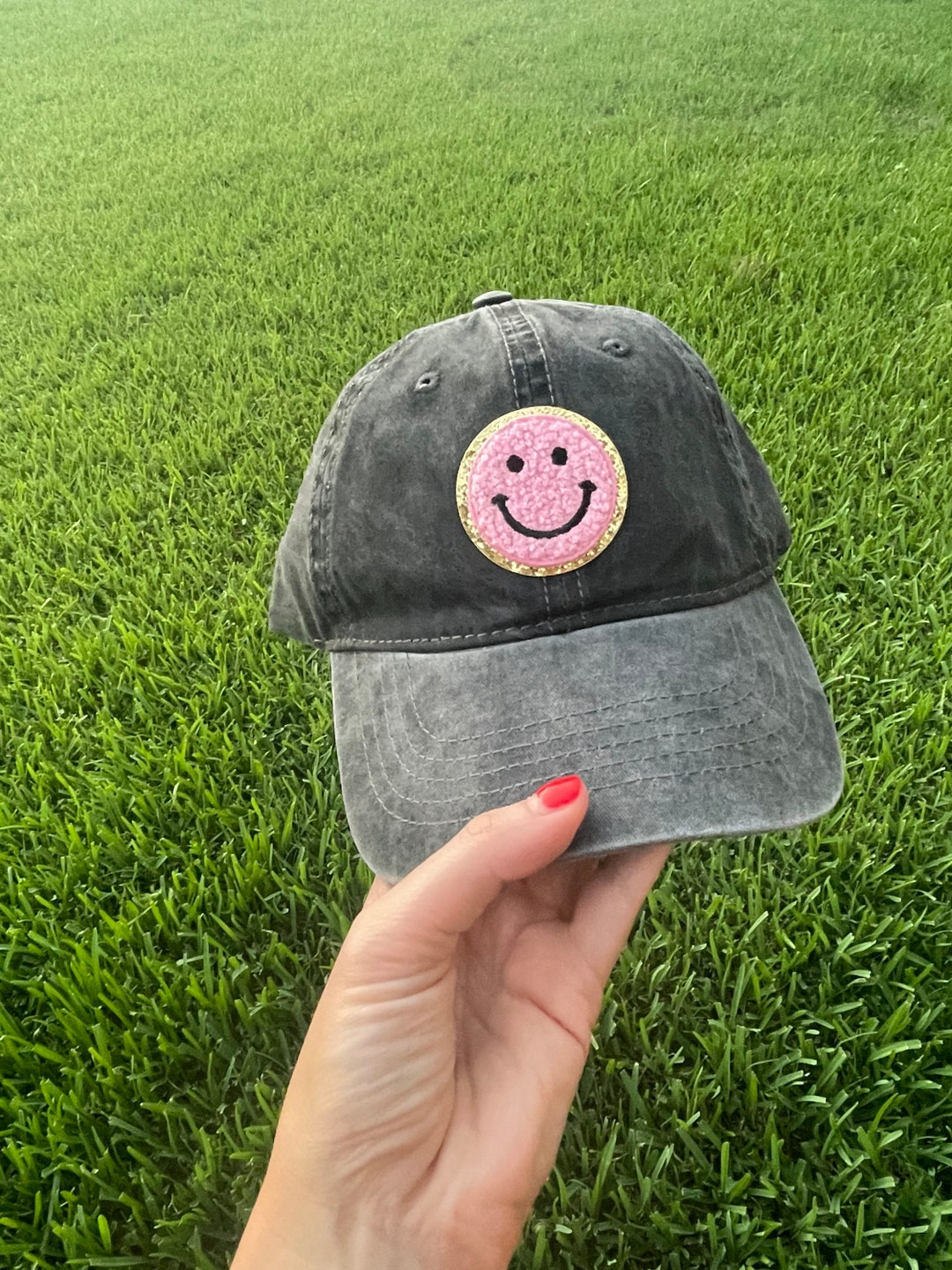 Smiley Face Baseball Hat, Custom Chenille Hat, Womens Baseball Cap ...
