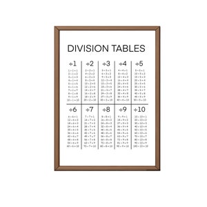Printable Division Tables Children Math, Preschool Math Division Tables ...