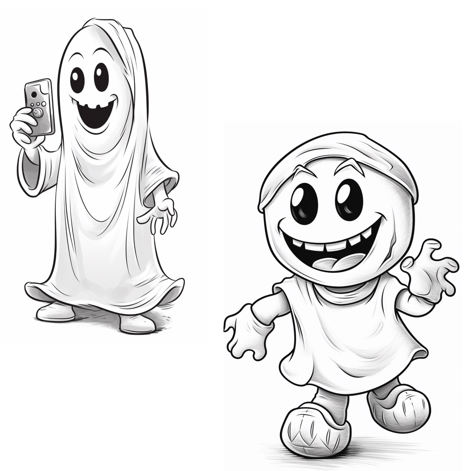 Ghost Coloring Book, Halloween Activity (PDF A4 Printable, 50 Pages ...