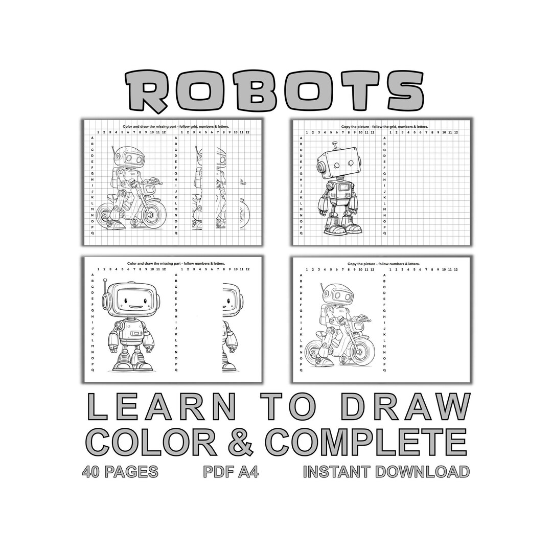 Robot Coordinate Drawing & Coloring Pages: Math Art Activity (digital ...