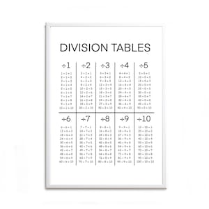 Printable Division Tables Children Math, Preschool Math Division Tables ...