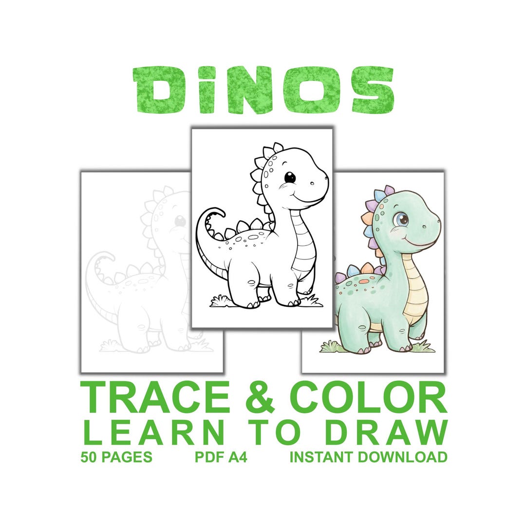 Dinosaur Tracing for Kids, How to Draw Dinos, Dinosaurs Coloring Pages ...