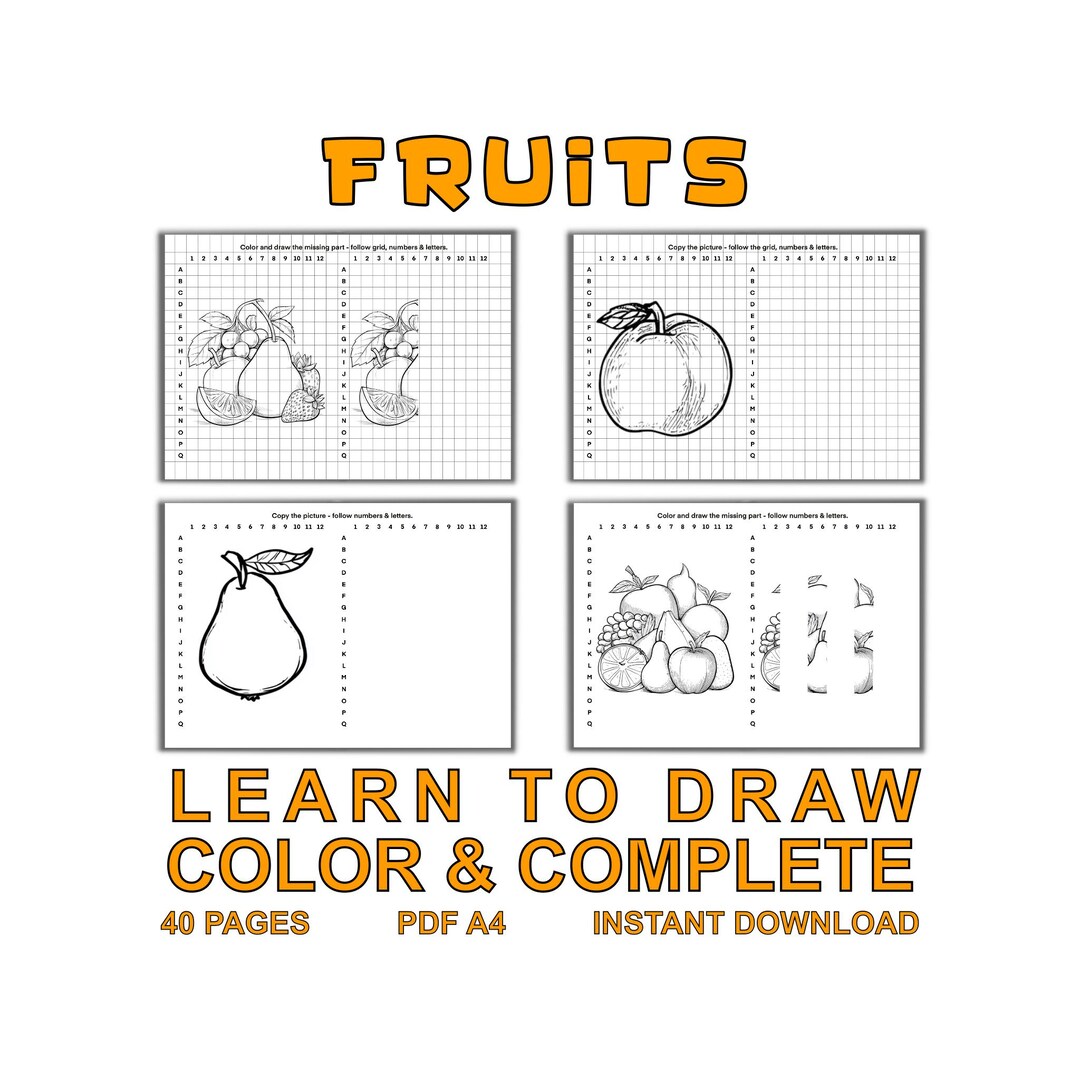 Learn to Draw Fruits, How to Draw Fruits, Fruits Coloring Page, Fruits ...