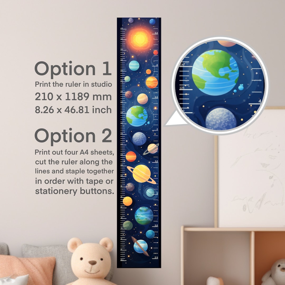 Printable Family Kids Growth Chart Poster for Wall, Height Chart for ...