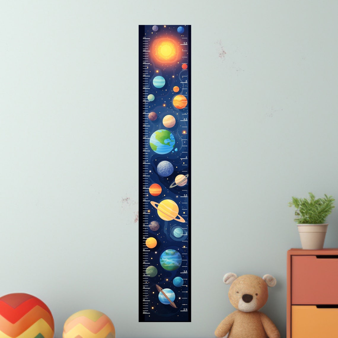 Printable Family Kids Growth Chart Poster for Wall, Height Chart for ...