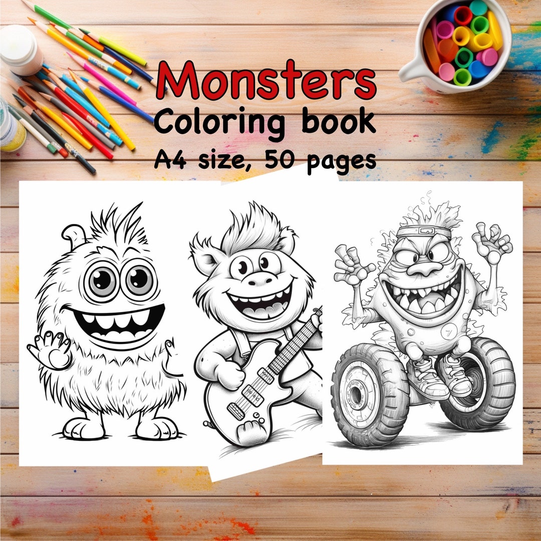 Monster Coloring Book for Kids, Monster Printable Coloring Pdf Coloring ...