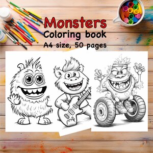 Monster Coloring Book for Kids, Monster Printable Coloring Pdf Coloring ...