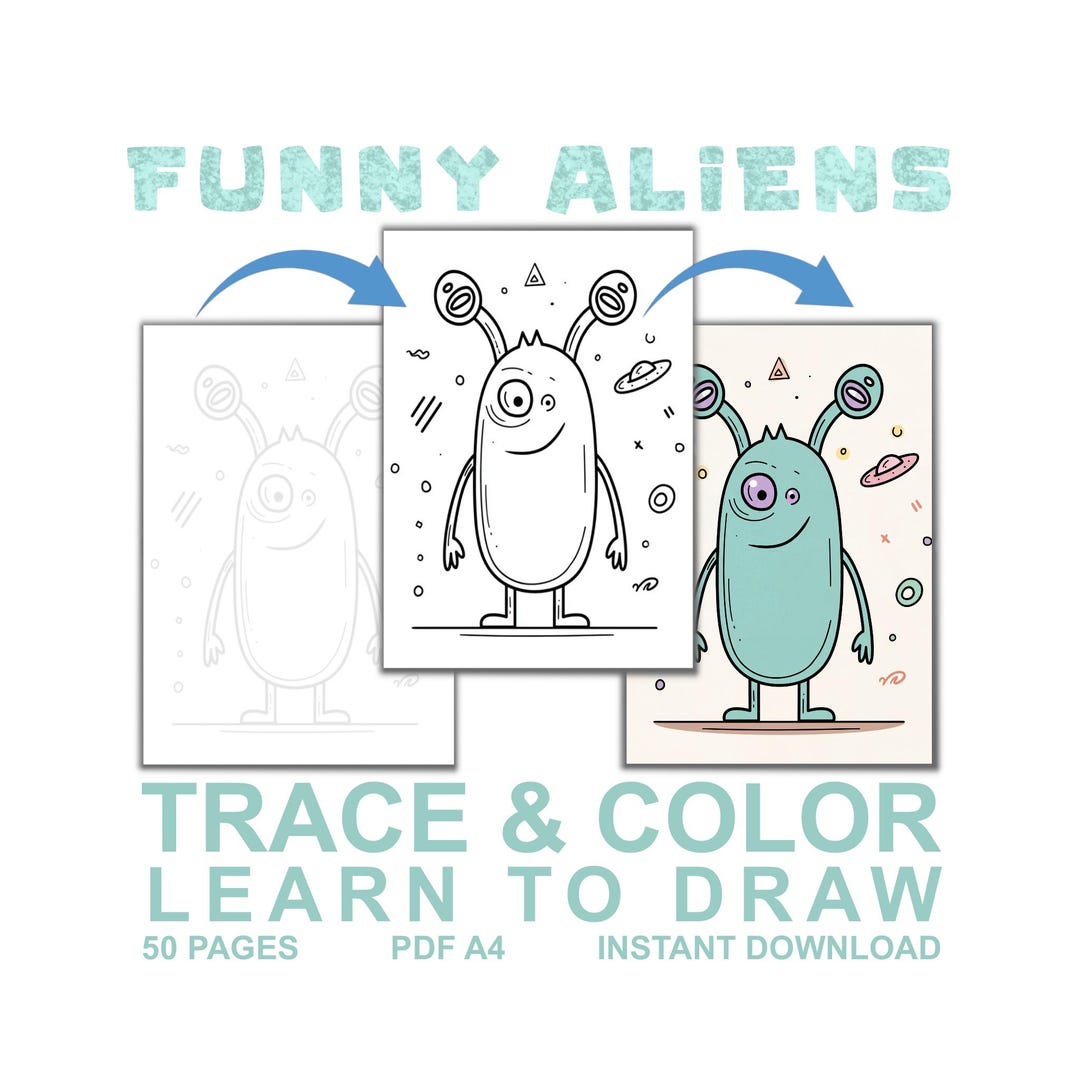 Aliens Tracing for Kids, How to Draw Aliens, Aliens Coloring Pages ...