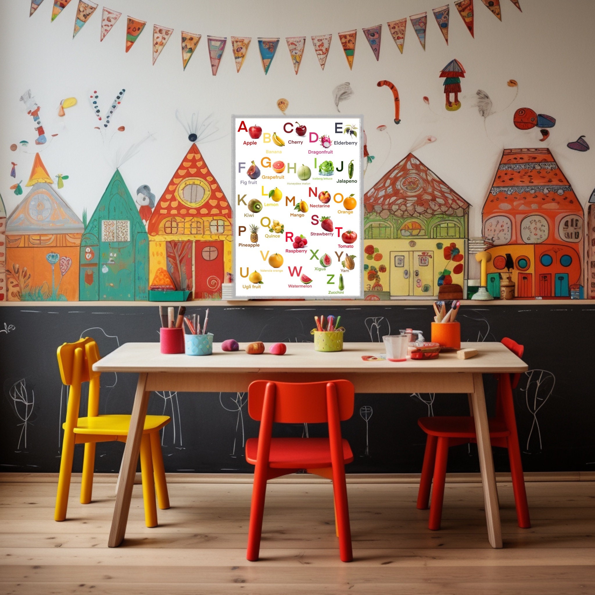 Fruit Alphabet Poster, ABC Learning Print (PDF & JPEG) - Etsy