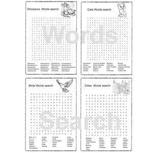 Printable Children Words Search Activity Busy Book, Words Search Game ...