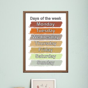 Printable Days of the Week, A3, A4, A5 Size. Preschool Days Wall Art ...